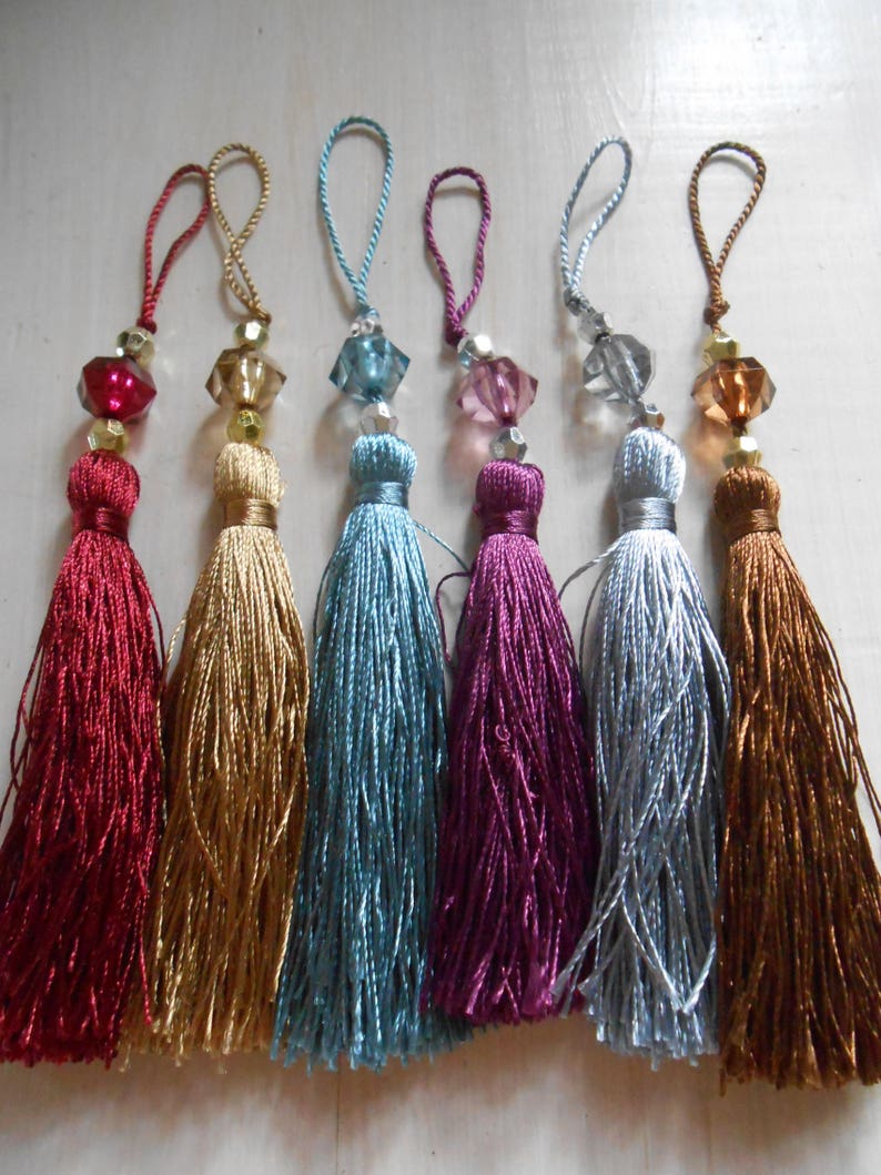 Tassel Coloured Silk Tassels With Beads Cm 18 - Etsy