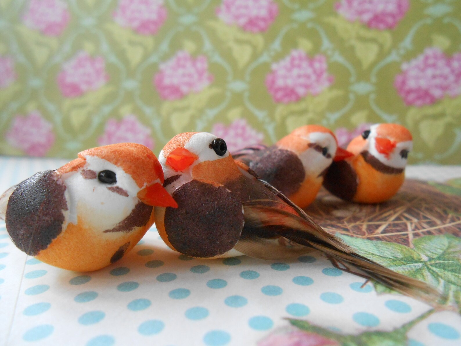 Artificial Birds Miniature With Real Feather Tail Set of 4 - Etsy