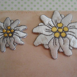 Edelweiss Iron on Embroidered Patch Applique Set of 2 - Etsy