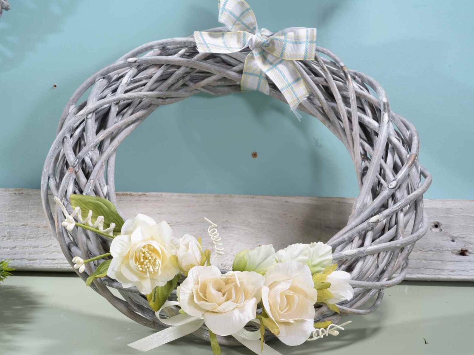 Natural Wicker Round Grey Wreath 12" - Etsy