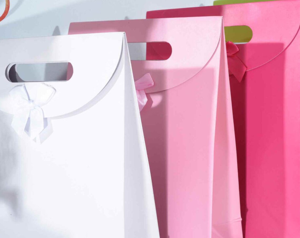 Gift Bags Colored Paper Bags With Ribbon 6 Pcs Assorted - Etsy