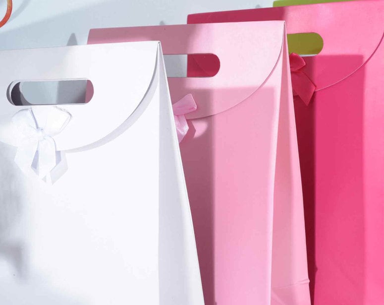 Gift Bags Colored Paper Bags With Ribbon 6 Pcs Assorted - Etsy