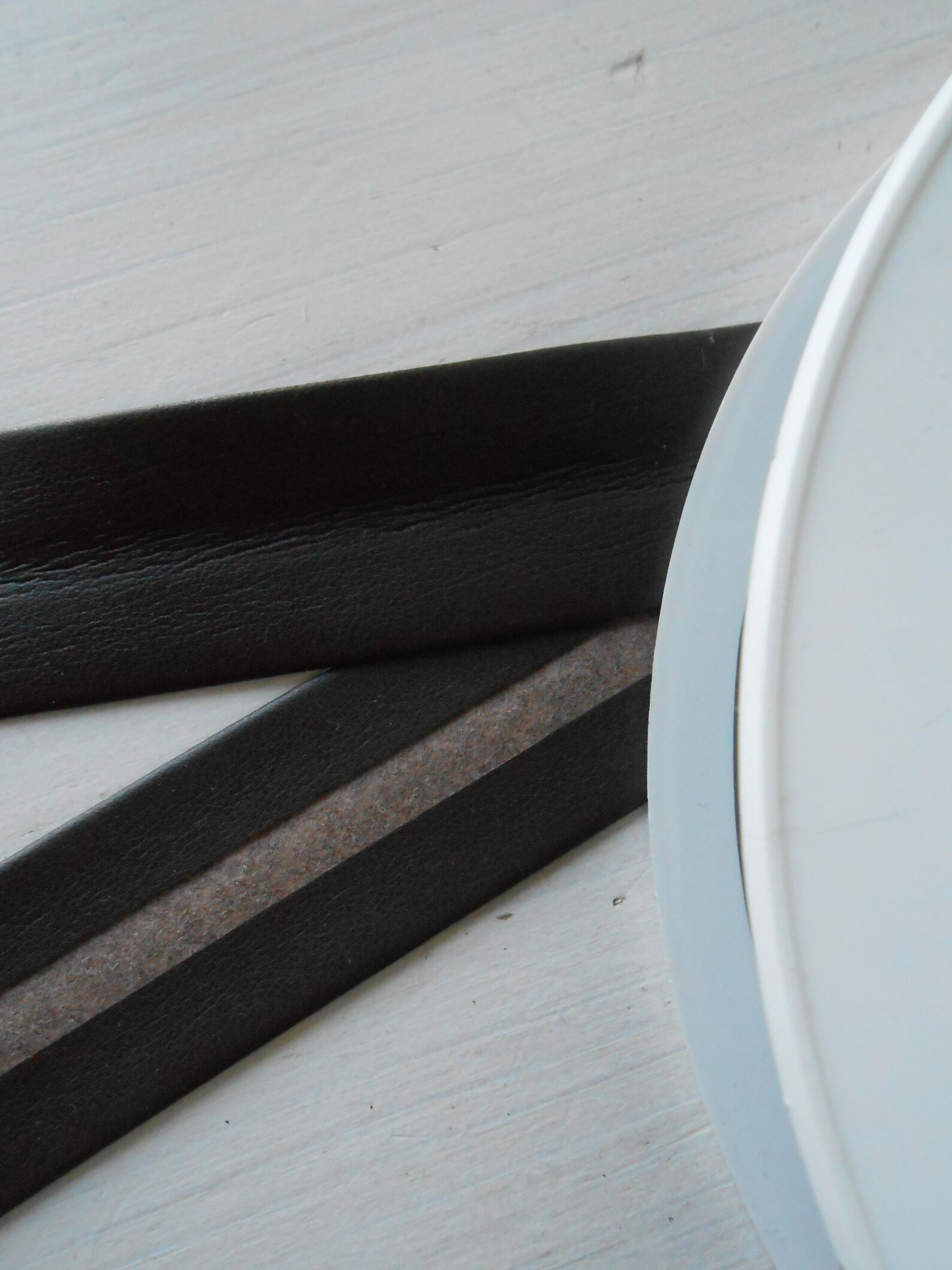 Vegan Leather Bias Tape Brown Double Folded 1