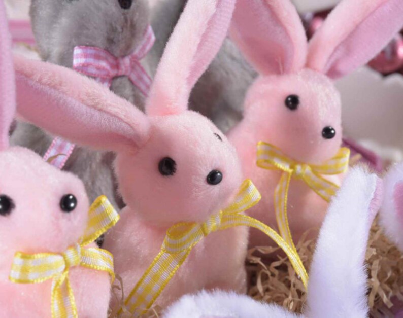Mini Rabbits Set of 3 Animal Miniature Faux Fur Easter - Etsy