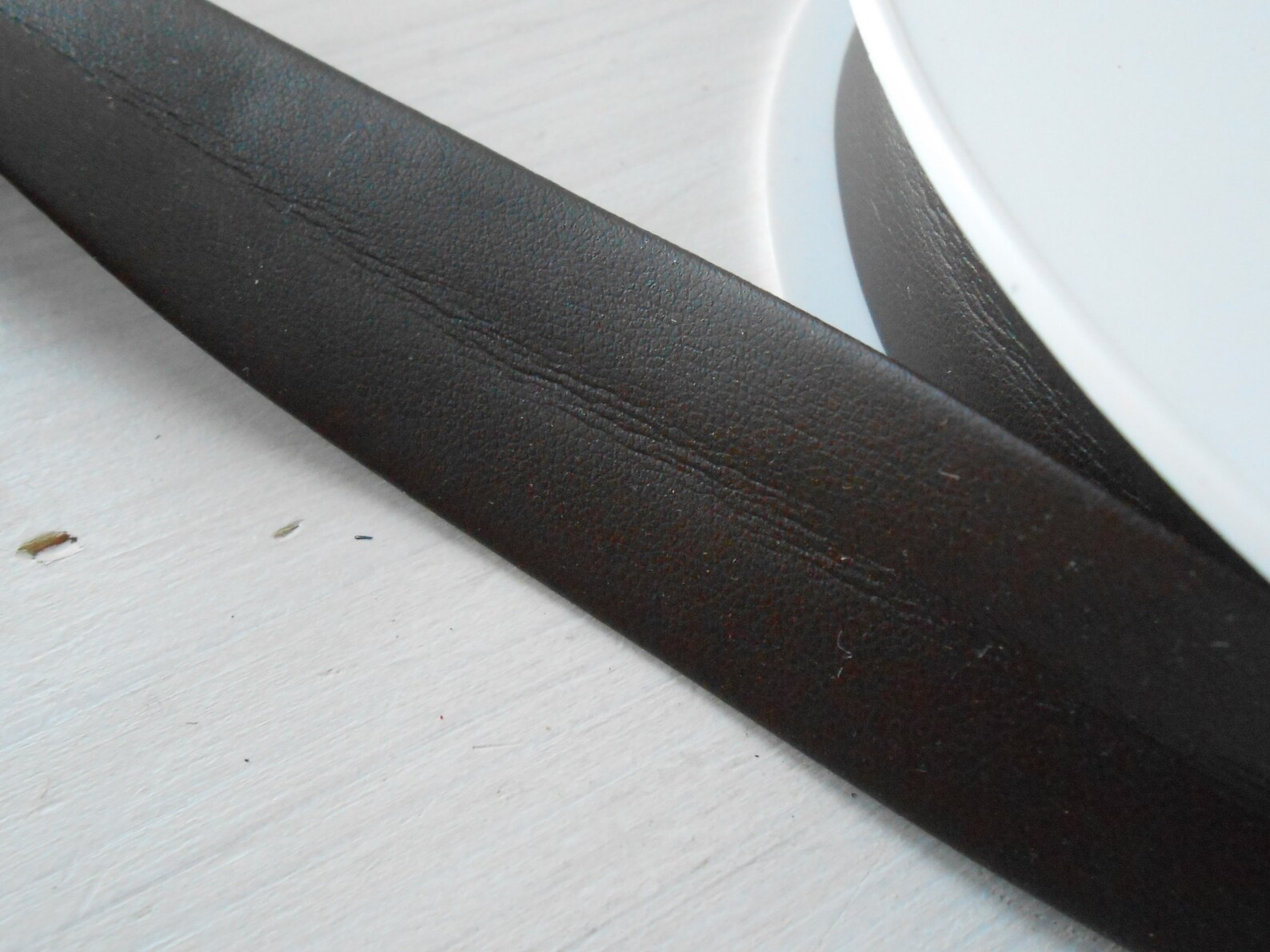 Vegan Leather Bias Tape Brown Double Folded 1