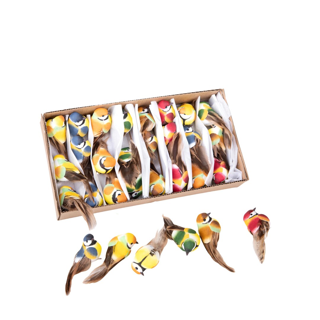Artificial Birds on Clip With Real Feather Set of 12 - Etsy