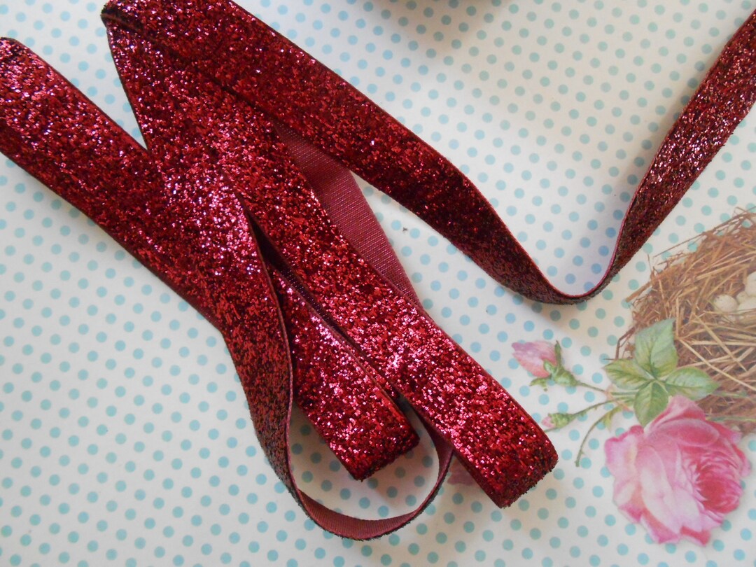 Velvet Red Trim Metallized Ribbon 5 Yards 5/8 Width - Etsy