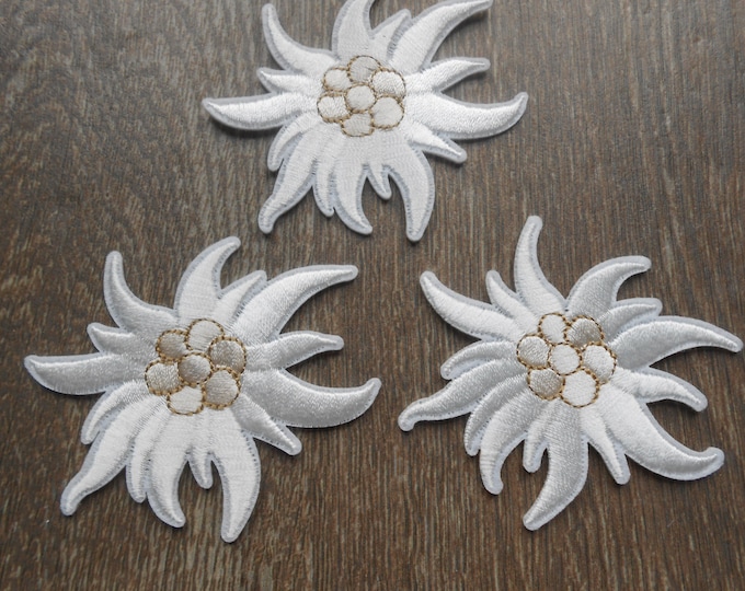 Edelweiss Iron on Set of 3 Embroidered Patch Appliques - Etsy