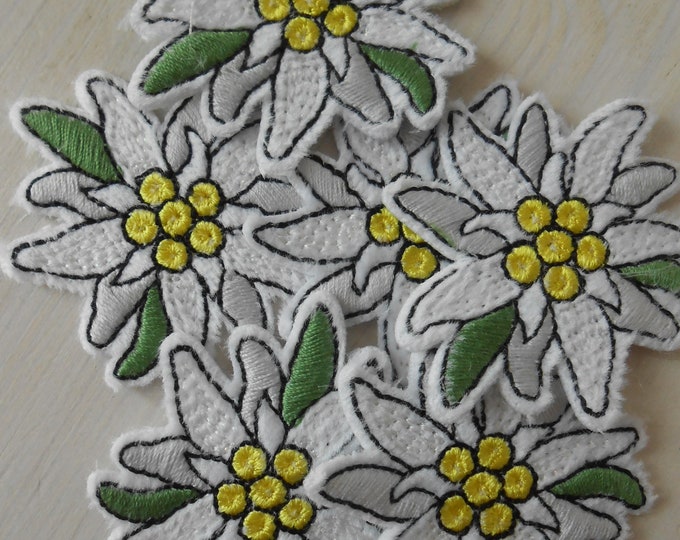 Edelweiss Iron on Embroidered Patches Set of 2 Appliques - Etsy