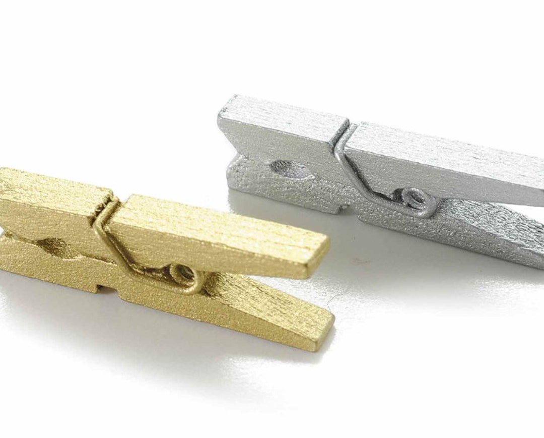 Mini Clothespins Silver Gold Natural Wood 48 Pcs - Etsy