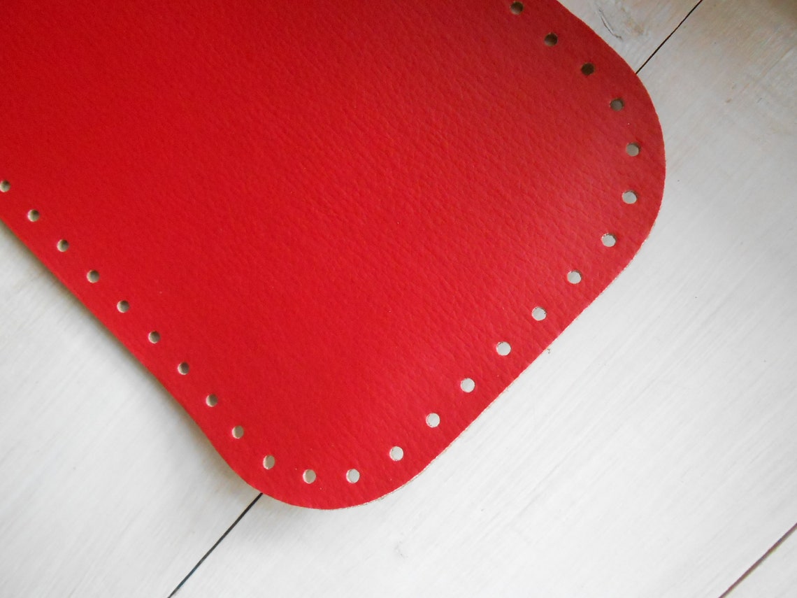 Vegan Leather Bottom Bag Red Craft Leatherette Handmade Purse | Etsy