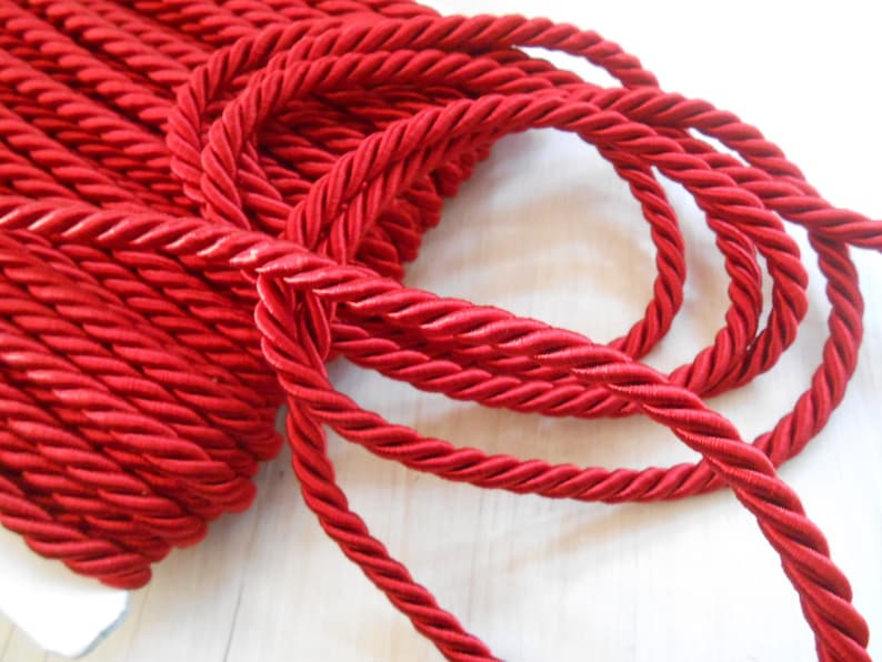 Cord Twisted Red Satin Trim 5 Yards 1/4" Width - Etsy
