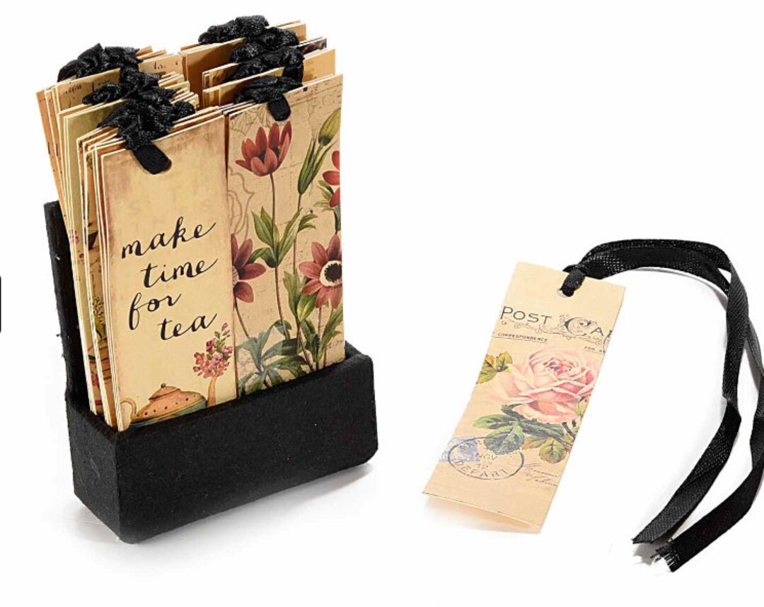 Stationery Bookmarks Vintage Style Satin Ribbon Set of 8 - Etsy