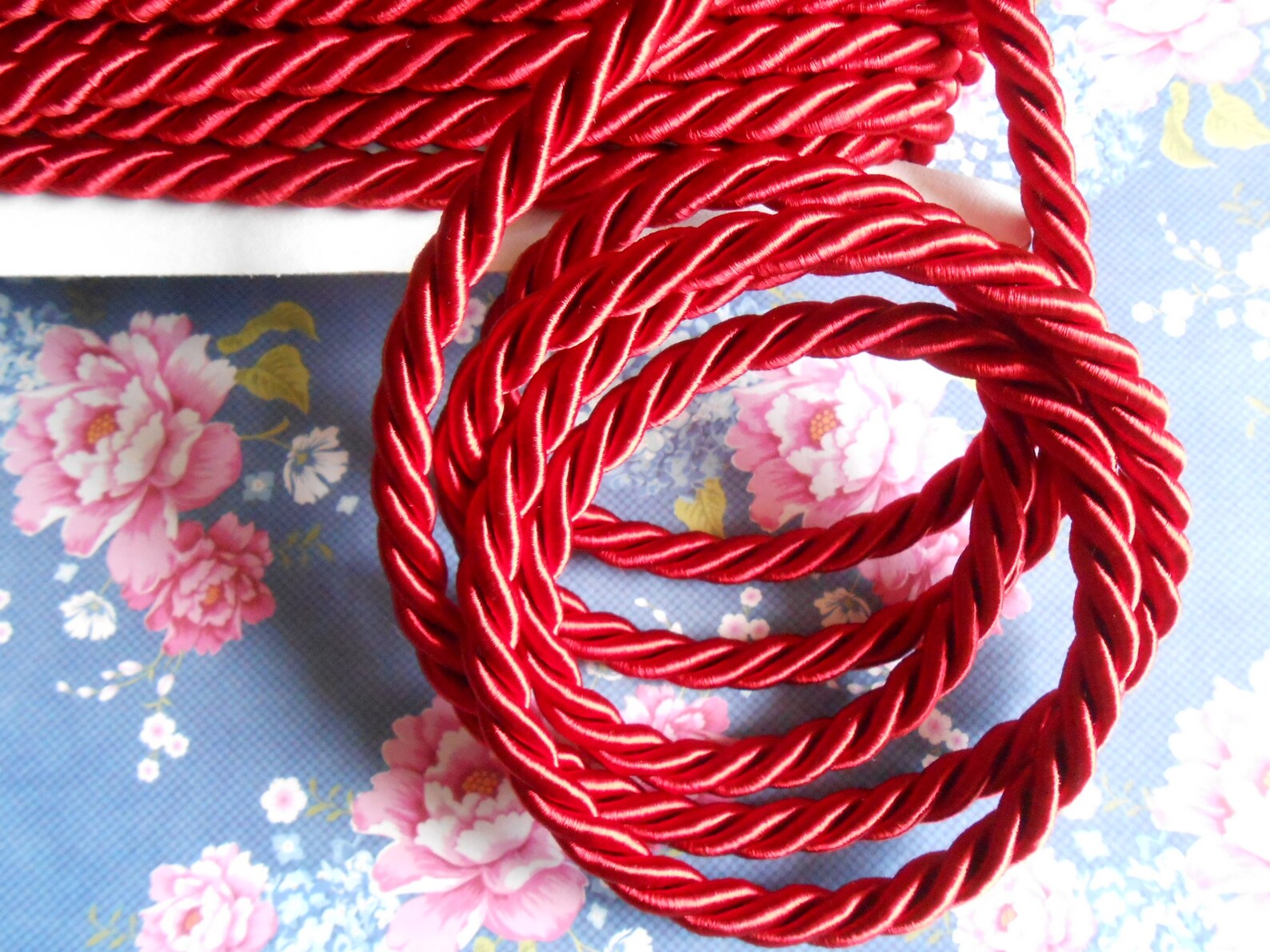 Cord Twisted Satin Red 5 yards mm 7.5 Passementerie | Etsy