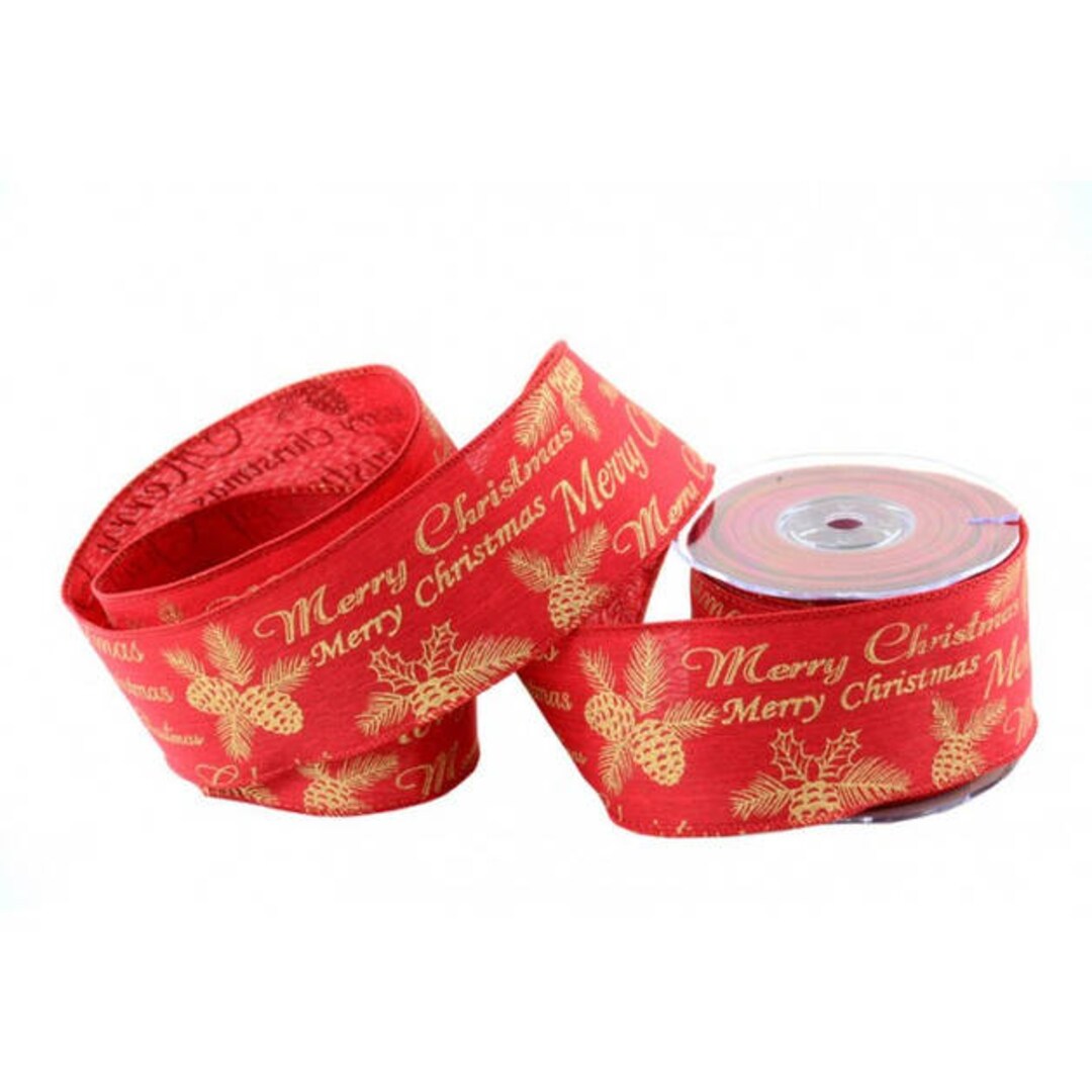Christmas Ribbon Wide Printed Red Cotton 2 1/2width 5 - Etsy