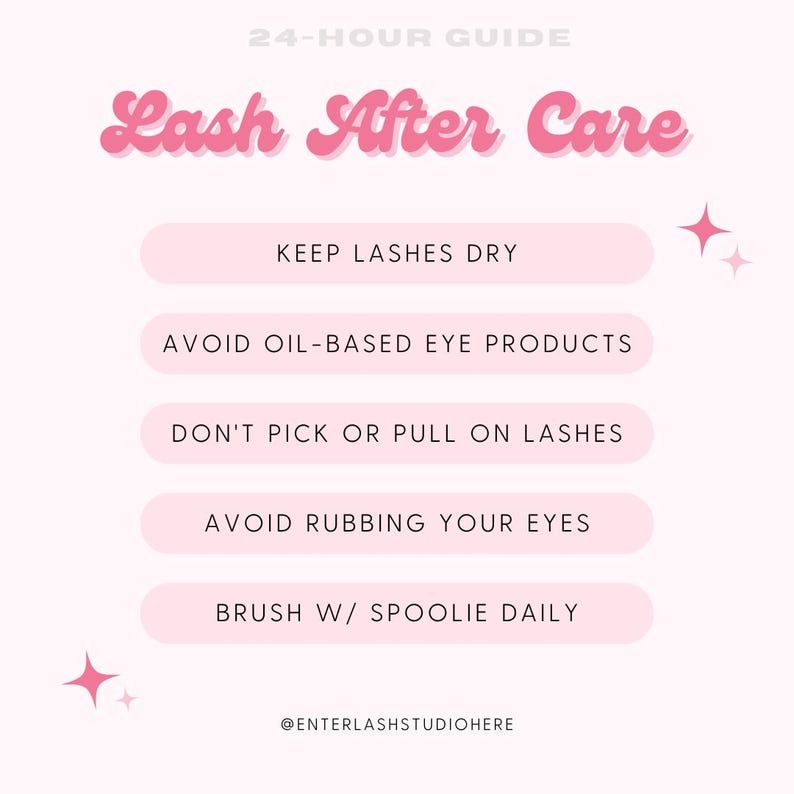 Lash After Care Tips - Printable and Editable Pink Modern Template - Etsy