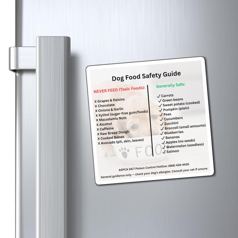 Dog Safety & Toxic Foods Chart Magnet | Pet Care Guide, Emergency Info ...
