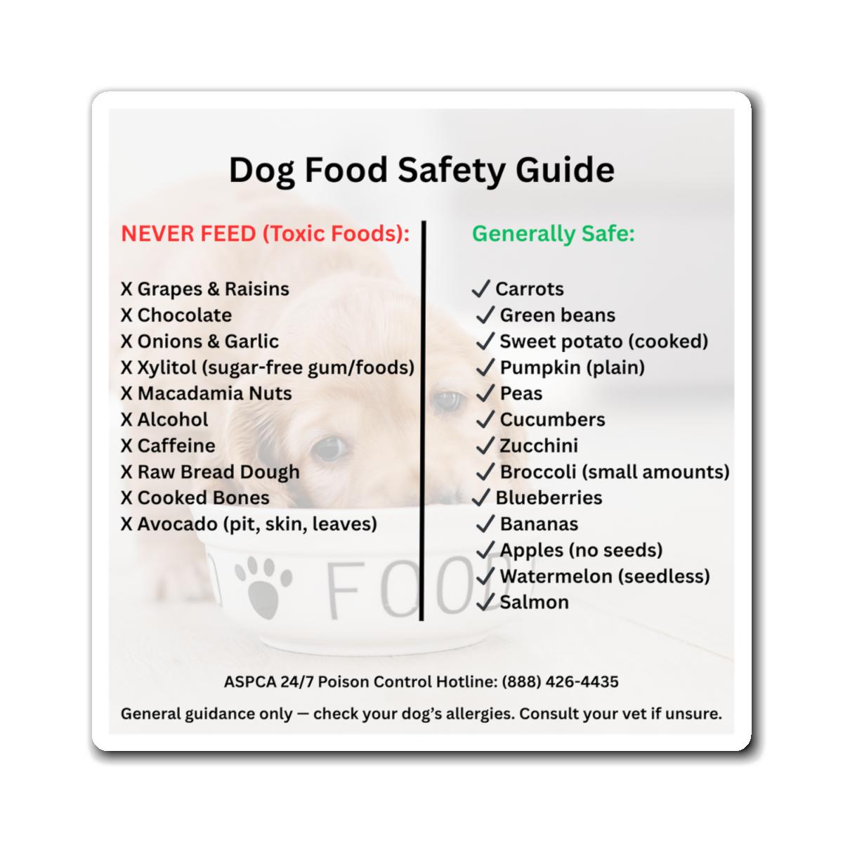 Dog Safety & Toxic Foods Chart Magnet | Pet Care Guide, Emergency Info ...
