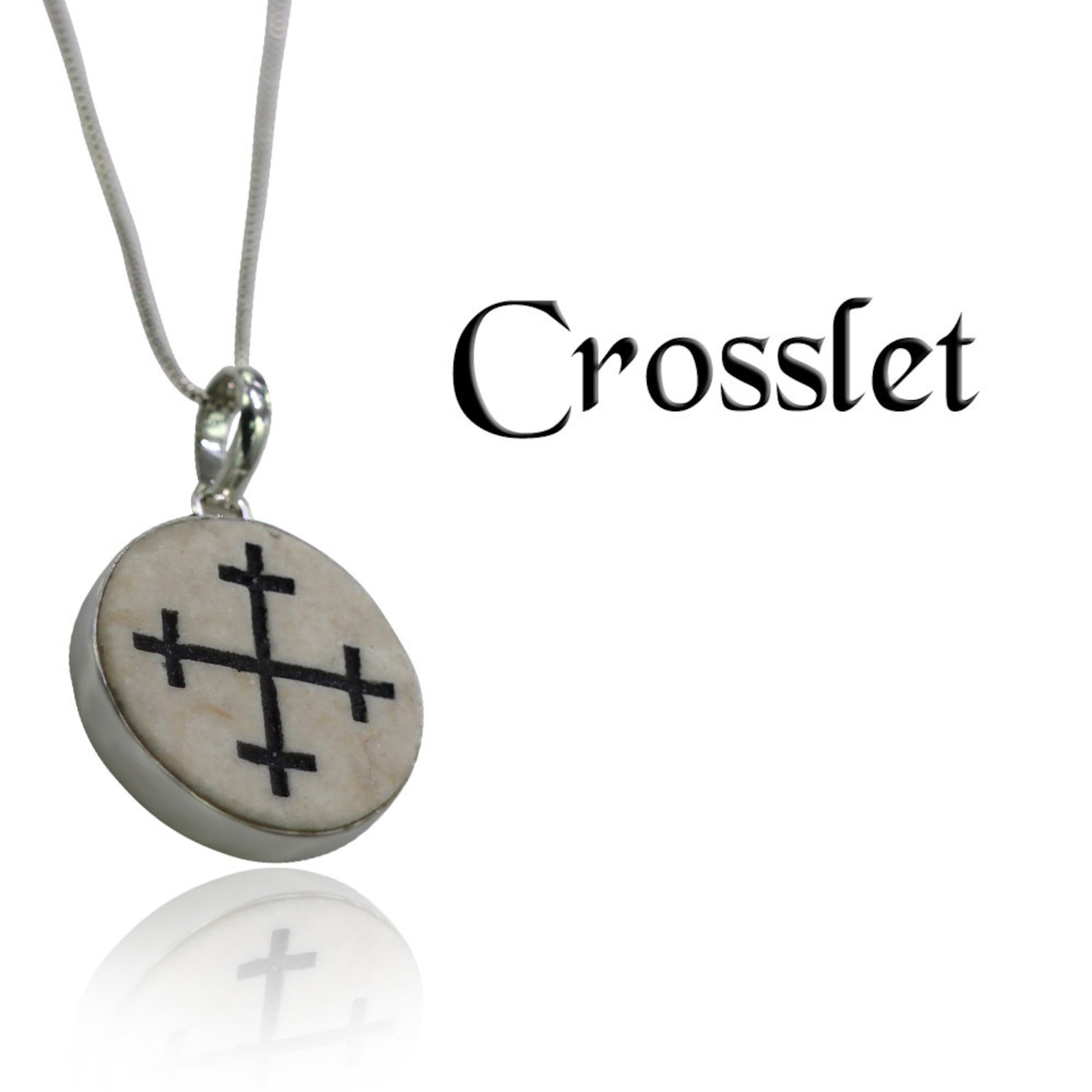 Cross Crosslet on Jerusalem Stone Silver Necklace Pendant - Free ...