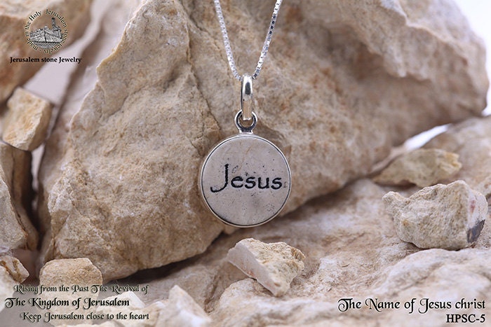 Name of Jesus Christ on Jerusalem Stone Silver Necklace - Etsy
