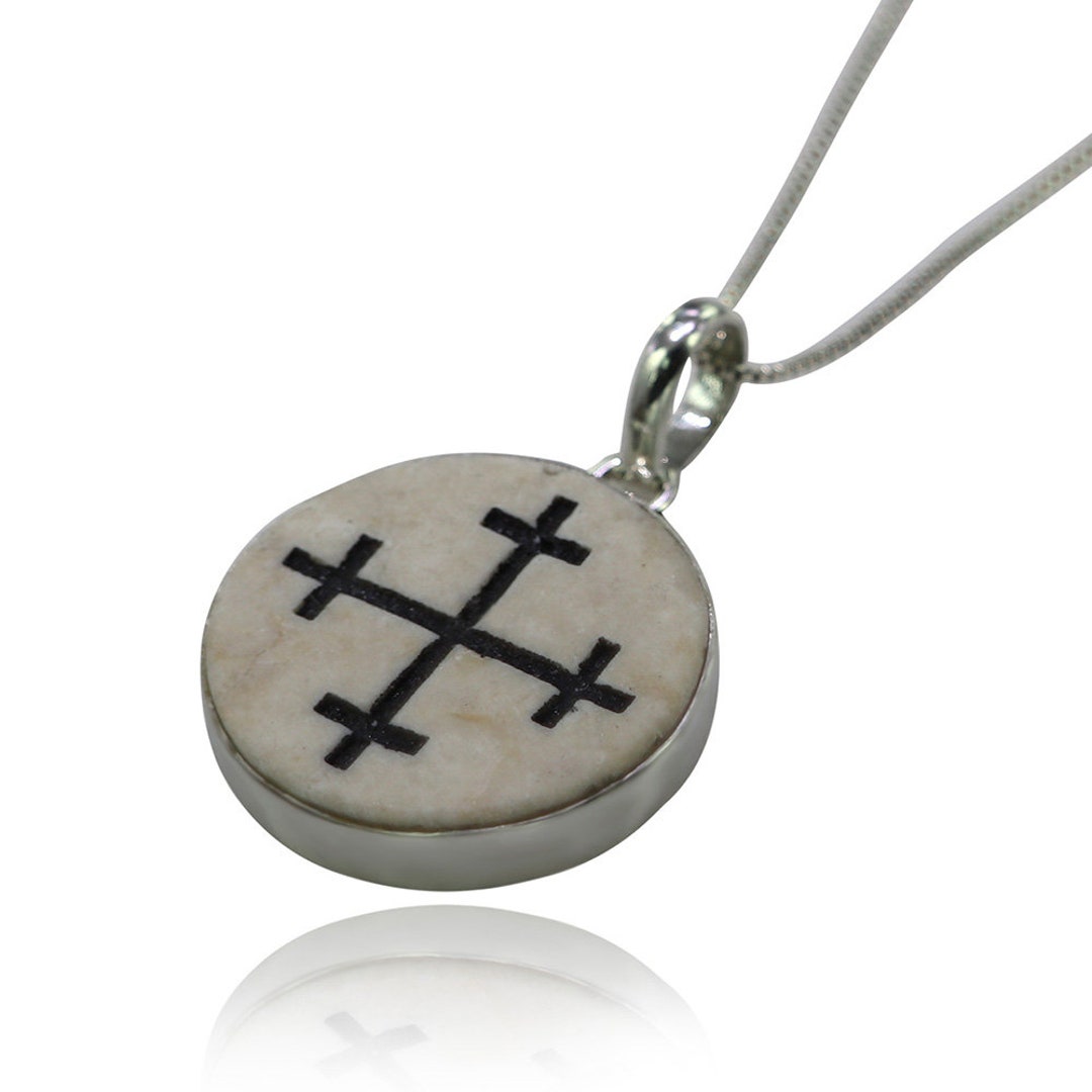 Cross Crosslet on Jerusalem Stone Silver Necklace Pendant - Free ...