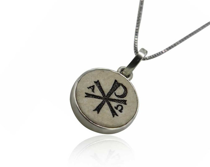 Cross Crosslet on Jerusalem Stone Silver Necklace Pendant - Free ...