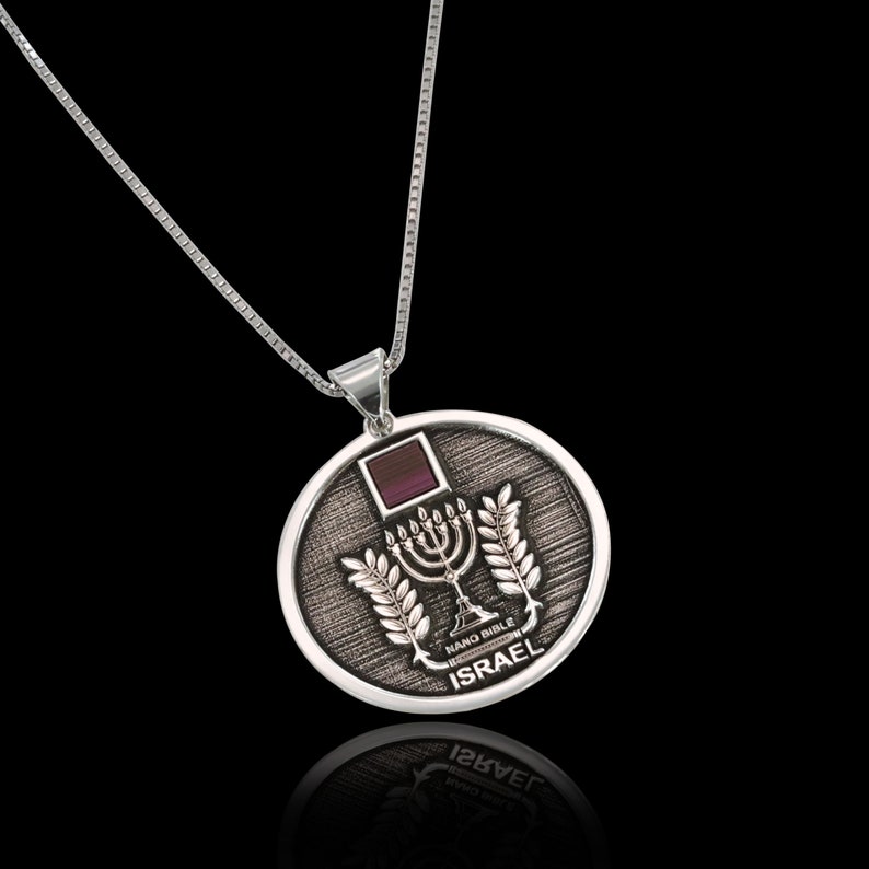 Menorah seven-lamp and Olive Tree Nano Bible Necklaces - Etsy