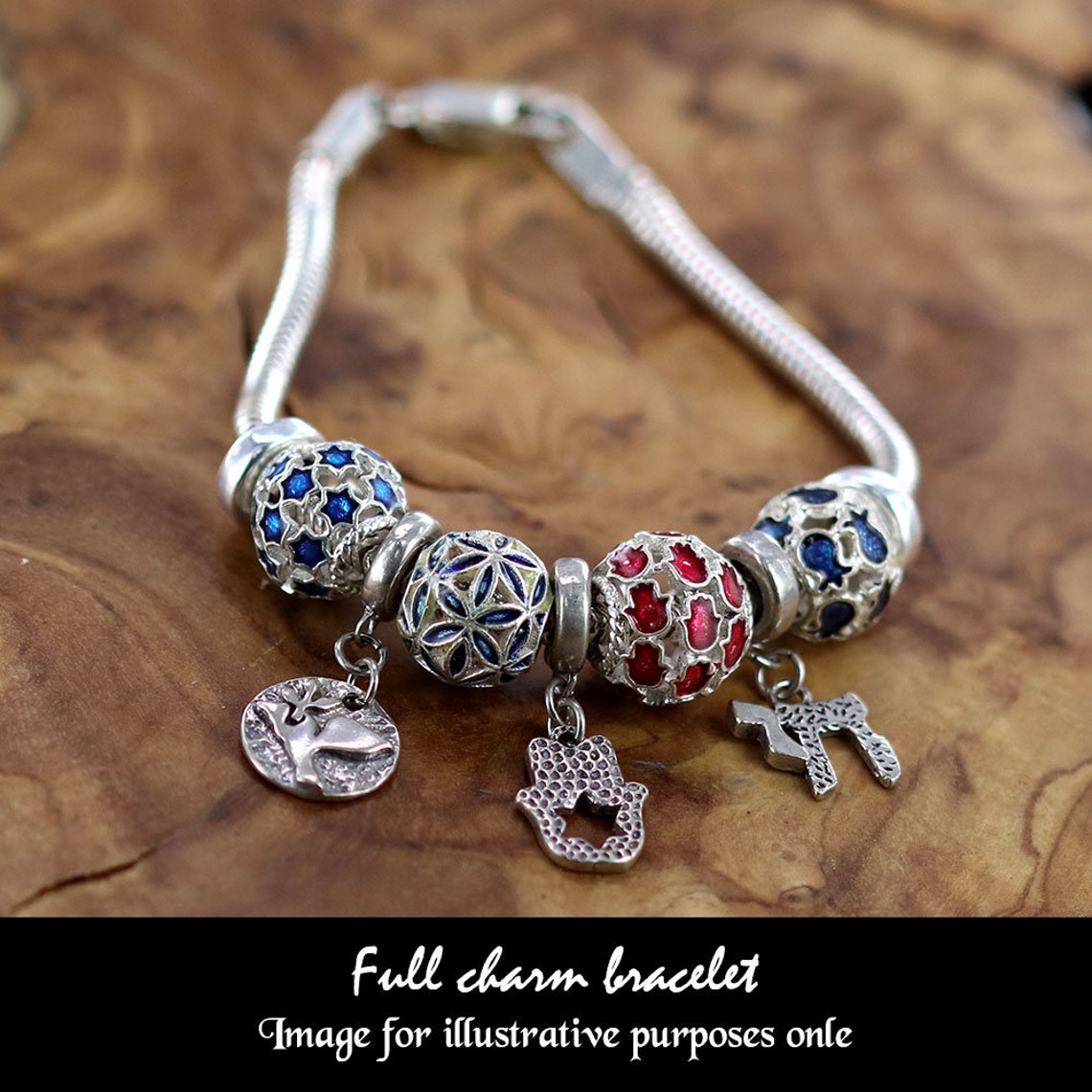 Hamsa Charm in Sterling Silver & Enamel Free Shipping | Etsy