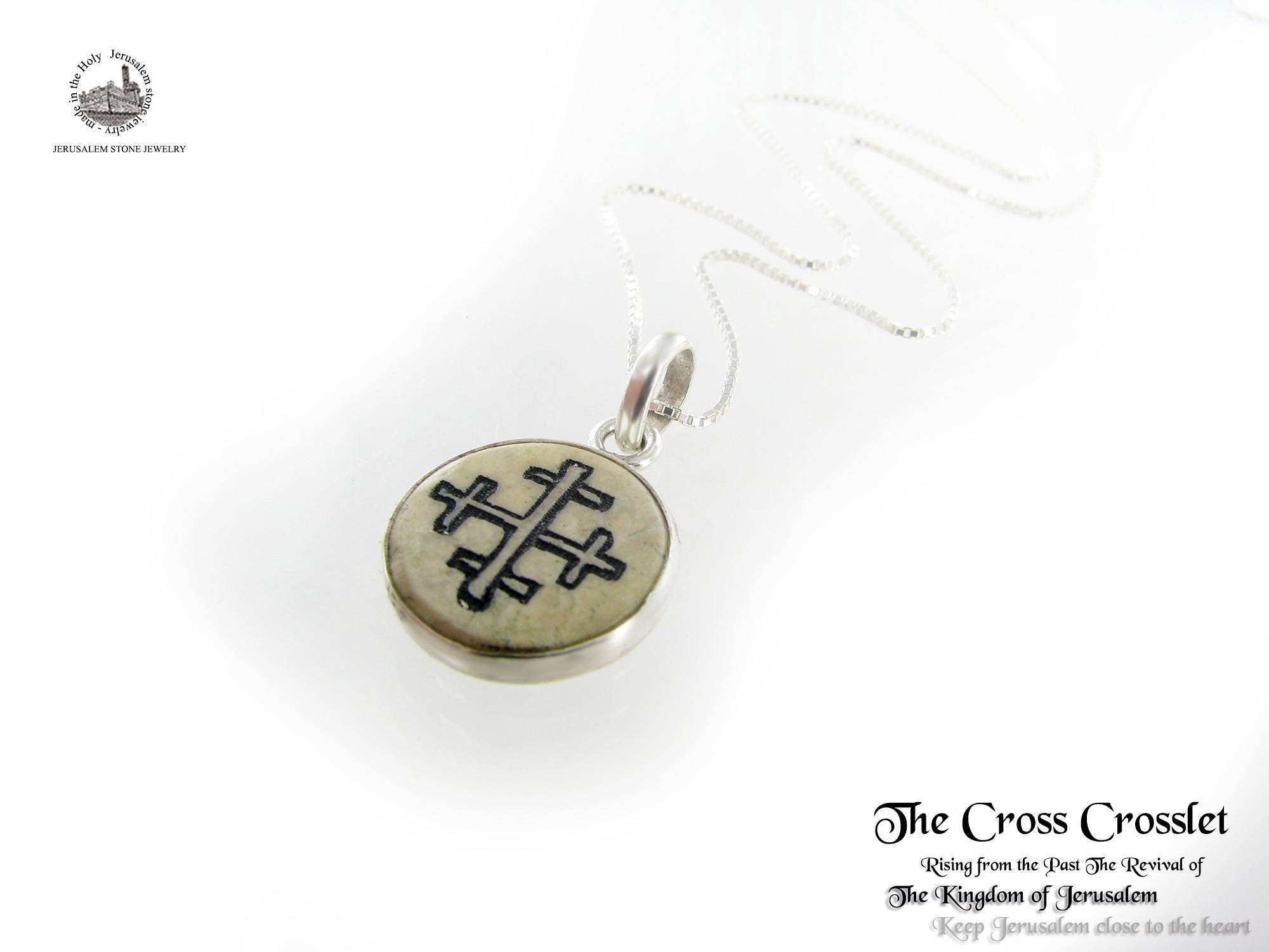 Cross Crosslet on Jerusalem Stone Silver Necklace Pendant | Etsy