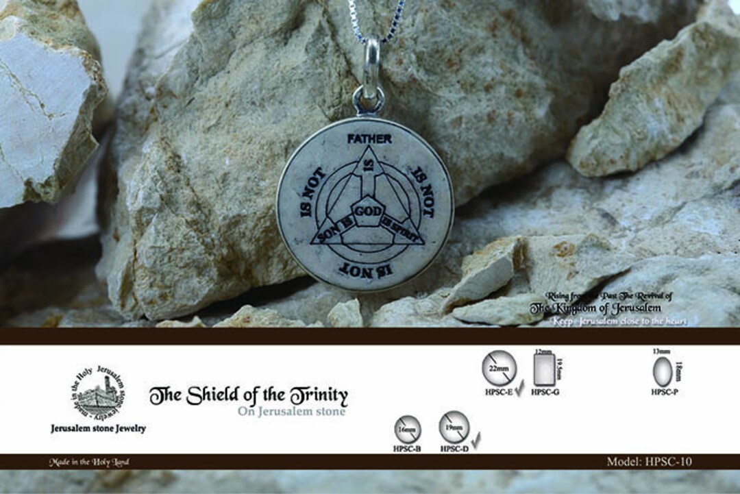 Shield of the Trinity on Jerusalem Stone Silver Necklace Pendant - Free ...