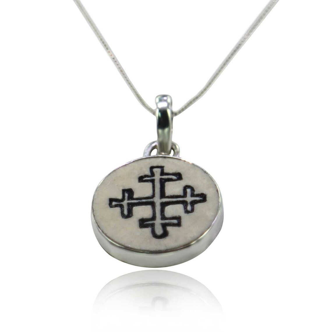 Cross Crosslet on Jerusalem Stone Silver Necklace Pendant - Free ...
