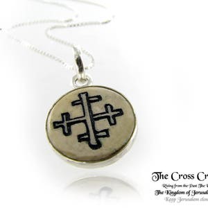Cross Crosslet on Jerusalem Stone Silver Necklace Pendant - Free ...