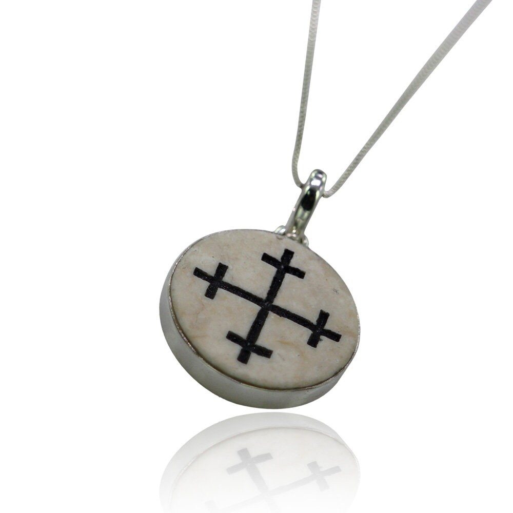 Cross Crosslet on Jerusalem Stone Silver Necklace Pendant - Etsy Israel