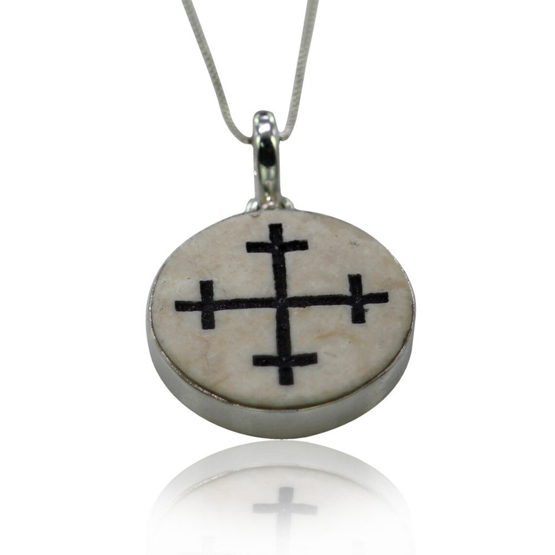 Cross Crosslet on Jerusalem stone silver necklace pendant | Etsy