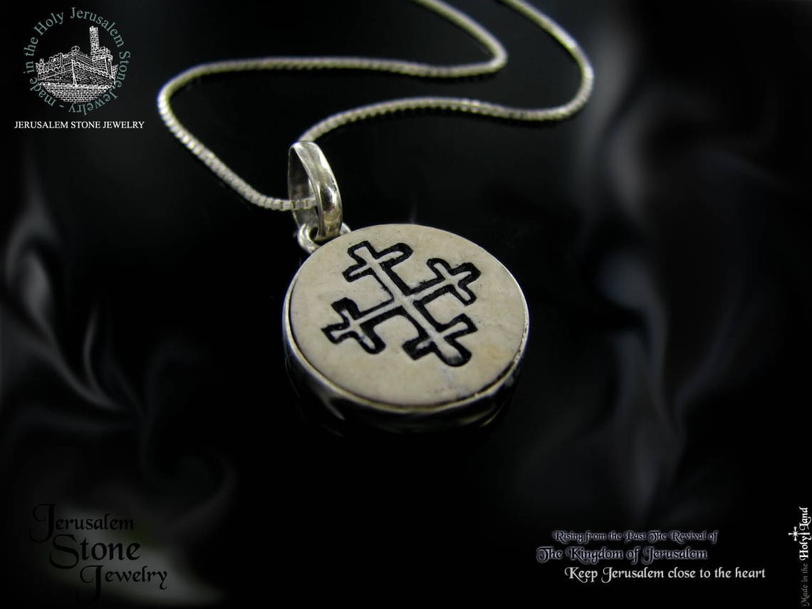 Cross Crosslet on Jerusalem Stone Silver Necklace Pendant | Etsy