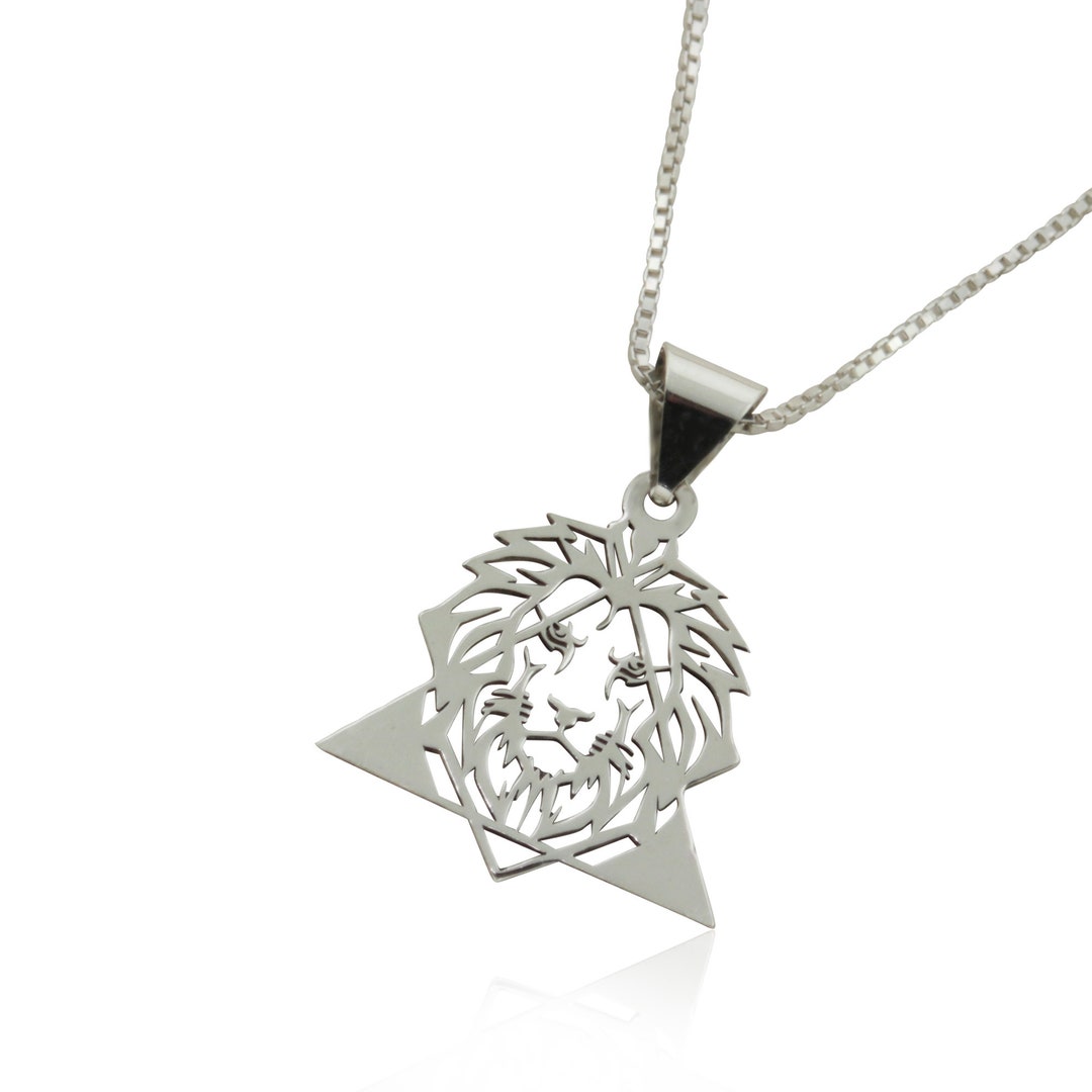 Shield of David: Lion of Judah Crest Star of David Silver Pendant ...