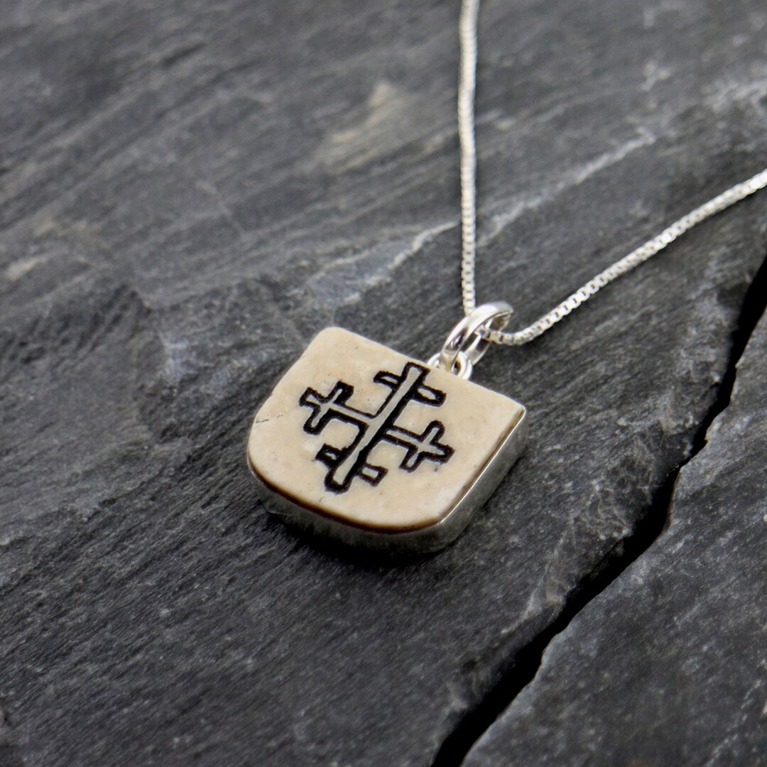 One of a Kind Cross Crosslet on Jerusalem Stone Necklace Pendant Free ...