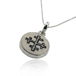 Cross Crosslet on Jerusalem Stone Silver Necklace Pendant - Free ...