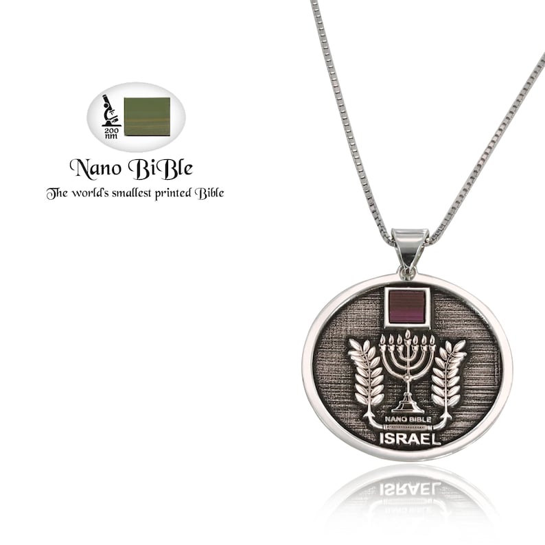 Menorah seven-lamp and Olive Tree Nano Bible Necklaces - Etsy