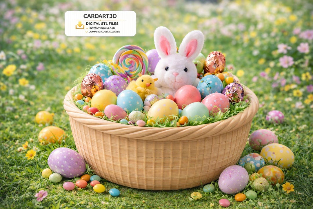 Easter Basket STL File for 3D Printing | DIY Spring Decor Basket ...