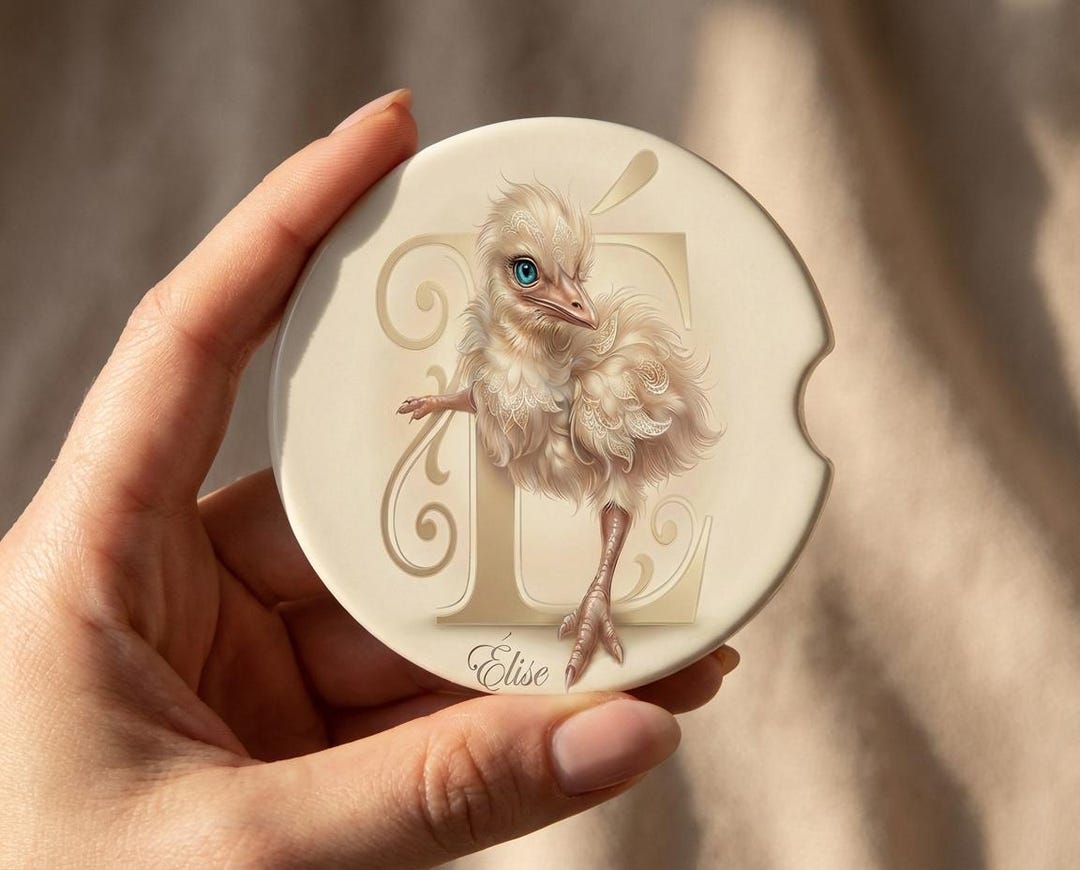 Elise the Emu Car Coaster – Baby Emu From Original Photo – Beige ...