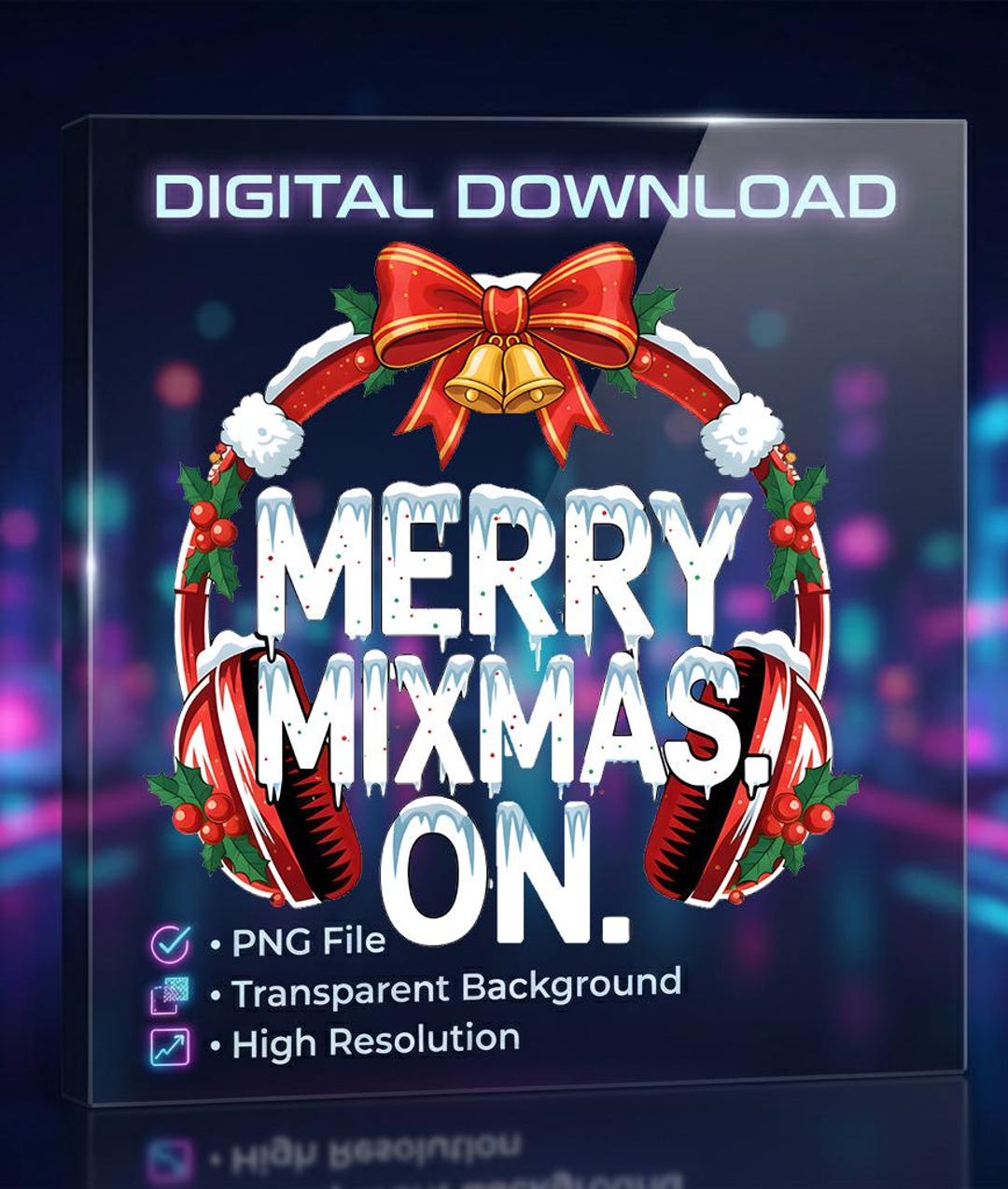 Merry Mixmas PNG | DJ Christmas Headphones Clipart - Etsy