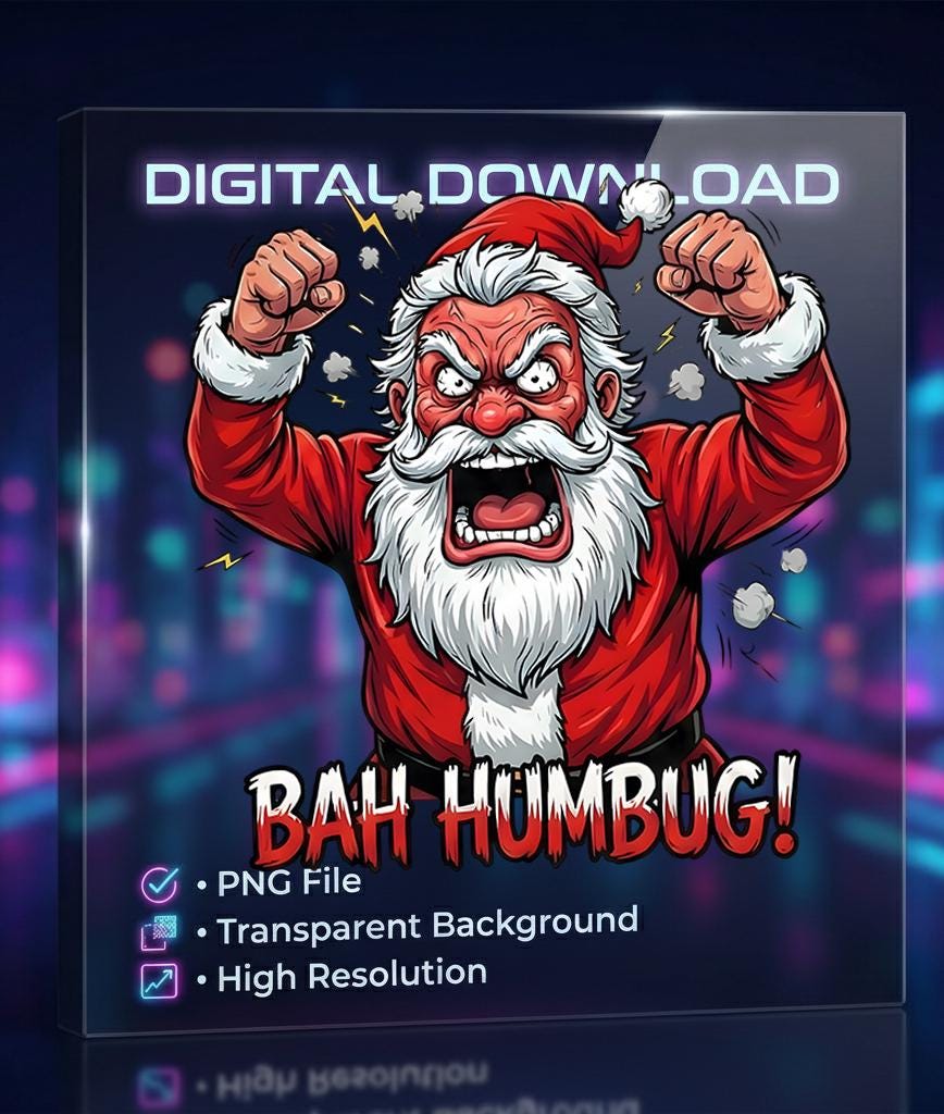 Angry Santa Bah Humbug PNG | Funny Christmas Meme Clipart - Etsy