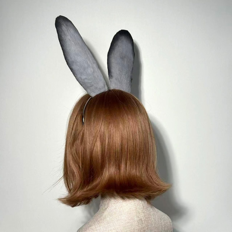 Realistic Rabbit Ear Headband, Long Bunny Ears Cosplay, Grey Rabbit ...
