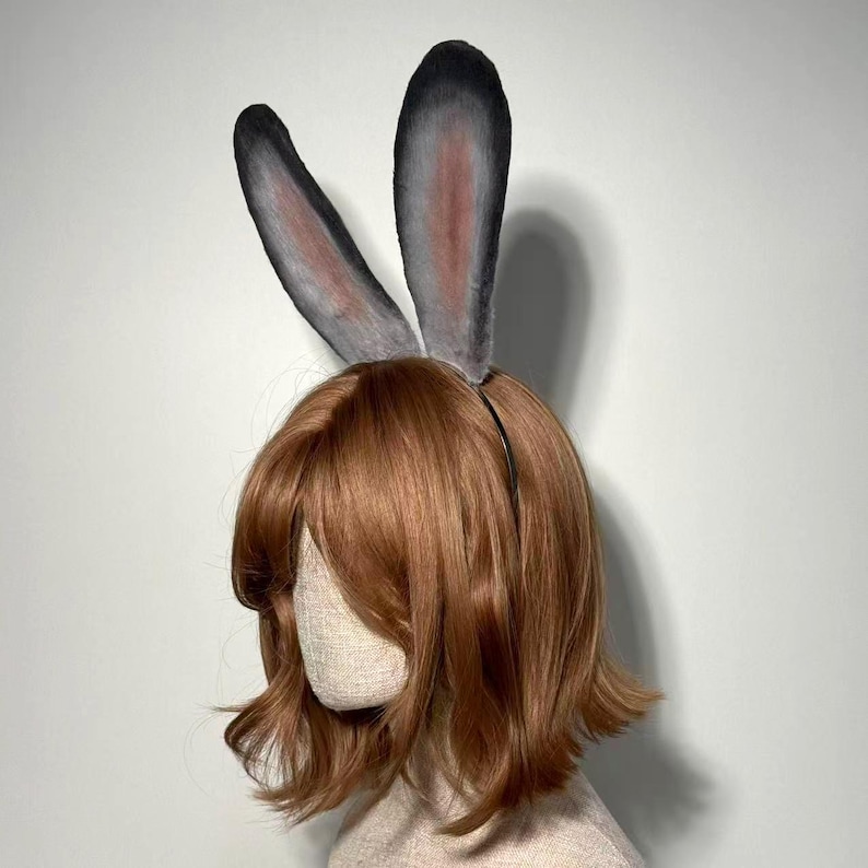 Realistic Rabbit Ear Headband, Long Bunny Ears Cosplay, Grey Rabbit ...
