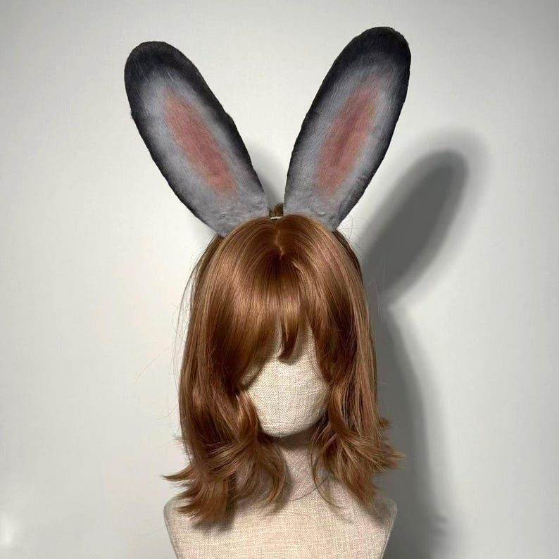 Realistic Rabbit Ear Headband, Long Bunny Ears Cosplay, Grey Rabbit ...