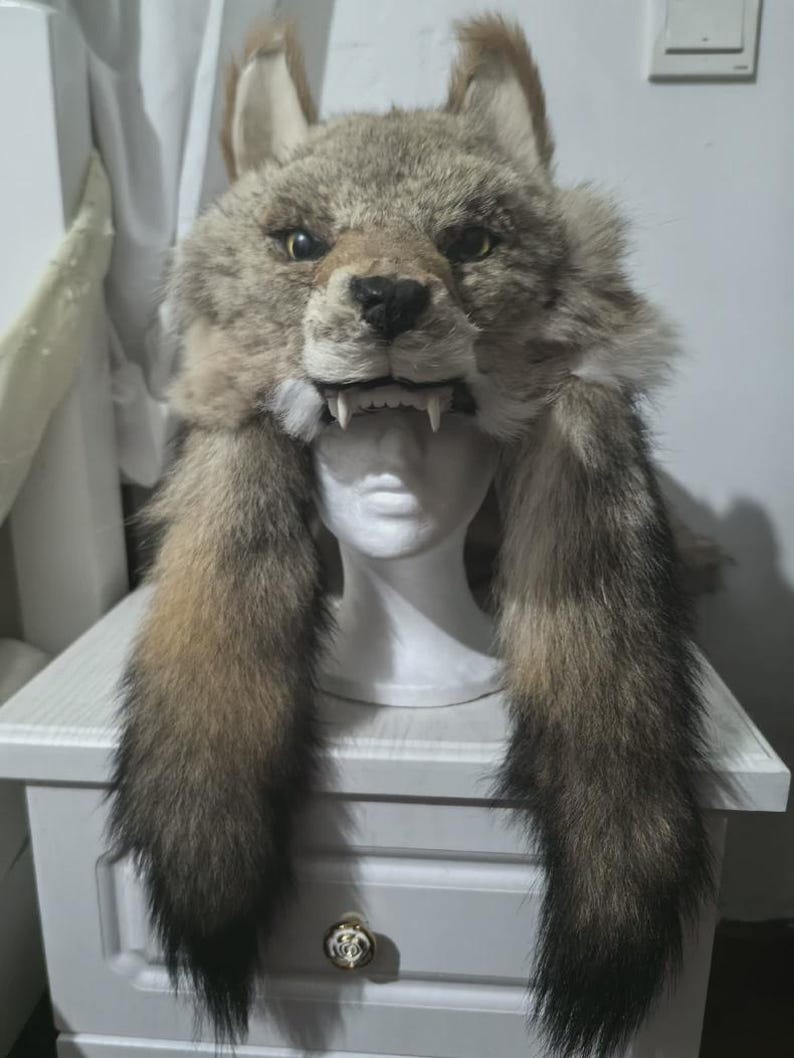 Realistic Faux Fur Wolf Hood Scarf: Handmade Costume Mask - Etsy