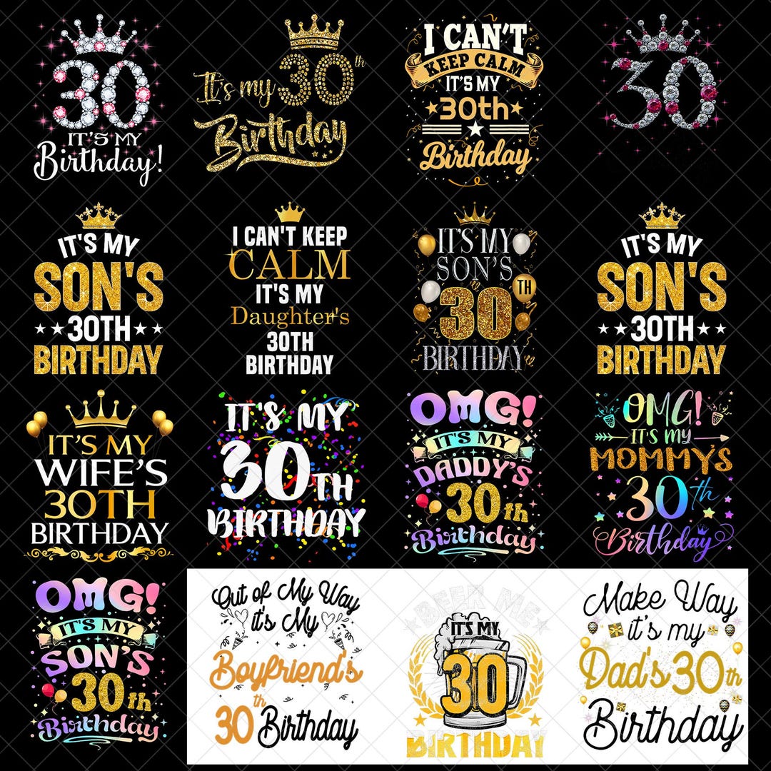 30th Birthday PNG Bundle, Funny OMG Digital Designs, Golden Milestone ...