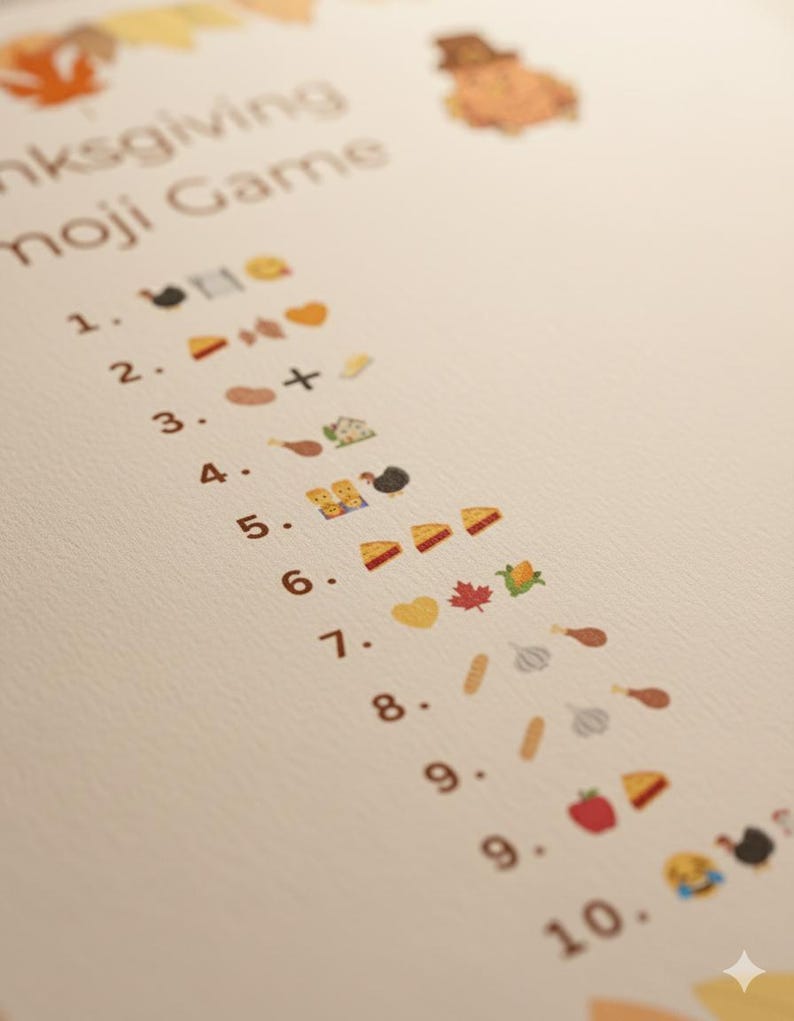 Thanksgiving Emoji Game Printable | Kids & Adults | Friendsgiving Party ...