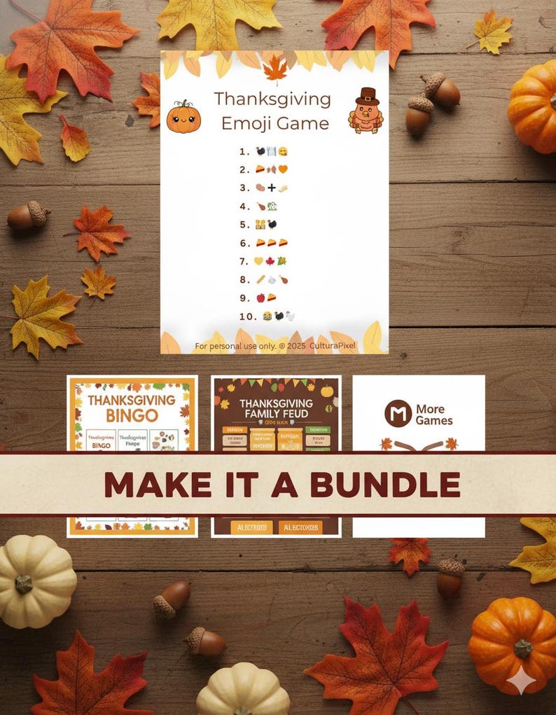 Thanksgiving Emoji Game Printable | Kids & Adults | Friendsgiving Party ...